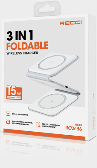 Recci RCW-36 3in1 Katlanabilir Magnetik Kablosuz Şarj Standı - Beyaz ...