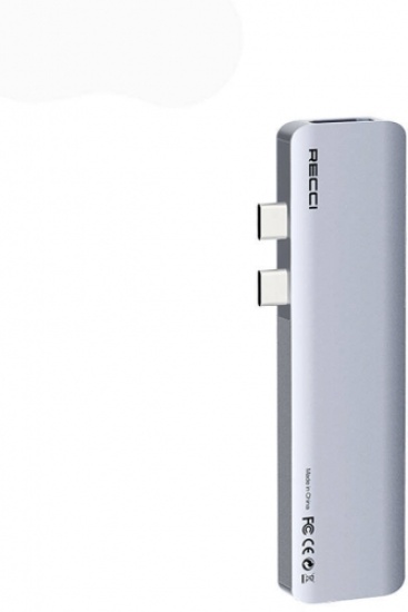 Recci RH08 Type-C to Type-C + SD/TF + USB3.0 + USB2.0 + HDMI + Thunderbolt 3 Bağlantılı 7in2 Hub ...
