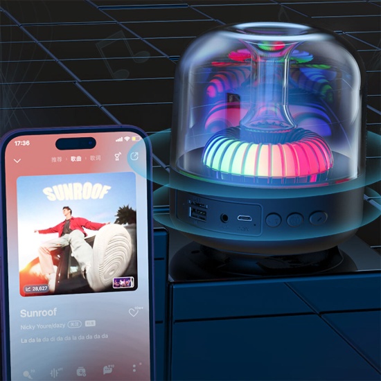 Recci RSK-W31 Amber Serisi FM/TF/AUX Hi-Fi RGB Işıklı Wireless Bluetooth 5.0 Speaker Hoparlör 5W ...