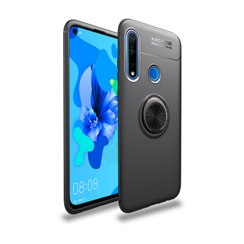 Huawei P40 Lite E Kılıf Renkli Silikon Yüzüklü Standlı Auto Focus Ravel Kapak - Siyah ...